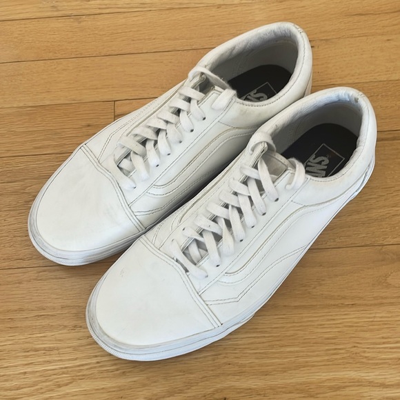 Vans | Shoes | All White Leather Vans Old Skool | Poshmark